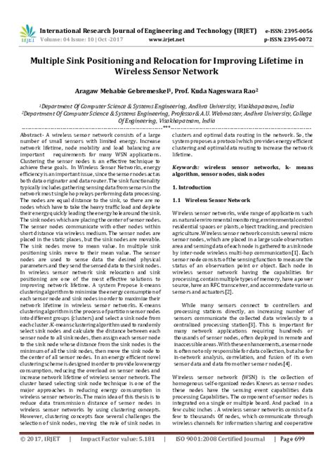pdf multiple sink positioning and relocation for improving lifetime