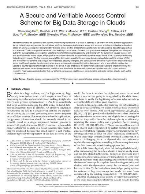A Secure And Verifiable Access Control Pdf Encryption Cloud Computing
