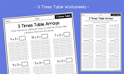 3 Times Table Arrays Activity Worksheets Ks2 Multiplication Primary