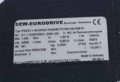 SEW EURODRIVE PSE211 N EK03 DS56M TF RH1M SM10 PSE211NEK03 DS56MTFRH1MSM10 EBay
