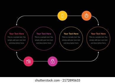 Flowchart Infographics Scheme Workflow Diagram 4 เวกเตอรสตอก ปลอด