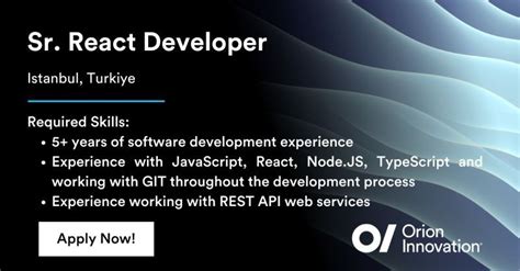 Orion Innovation Turkey On Linkedin Srreactdeveloper Reactdeveloper Job Softwarejobs