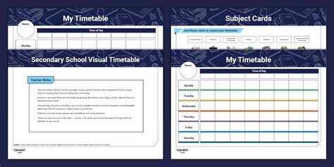 Secondary School Visual Timetable Twinkl