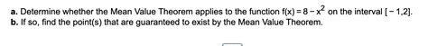 Solved 14 A Determine Whether The Mean Value Theorem