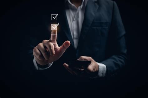Premium Photo Businessman Using Finger To Tick Correct Sign Mark In