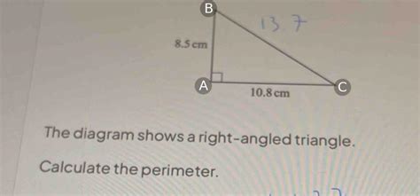 solved the diagram shows a right angled triangle calculate the