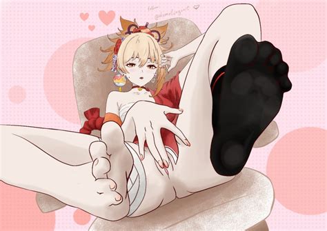 Rule 34 Anime Style Blonde Hair Female Fingering Foot Fetish Foot