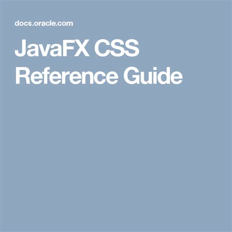 Javafx Css Reference Guide