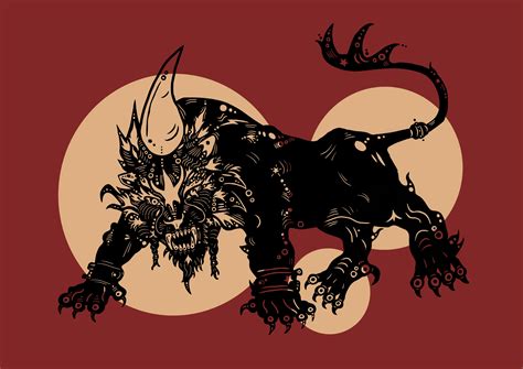 A3 Chinese Monster Nian Lunar New Year Poster Etsy