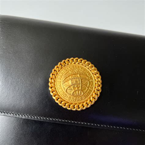 Celine Authentic Vintage Medallion Coin Logo Leather Mini Crossbody Bag