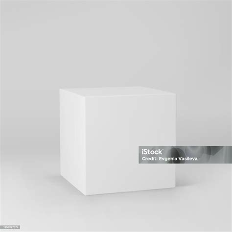 White 3d Cube With Perspective Isolated On Grey Background 3d Modeling Box With Lighting And