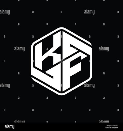 Kf Letter Logo Monogram Hexagon Shape With Ornament Abstract Isolated Outline Design Template