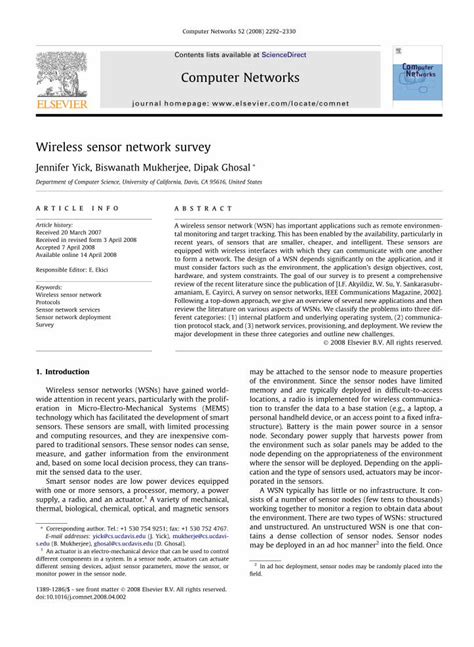 Pdf Wireless Sensor Network Survey 2008 Dokumentips