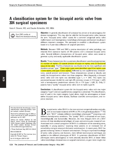 Surgery For Acquired Cardiovascular Disease Sievers Classification Of