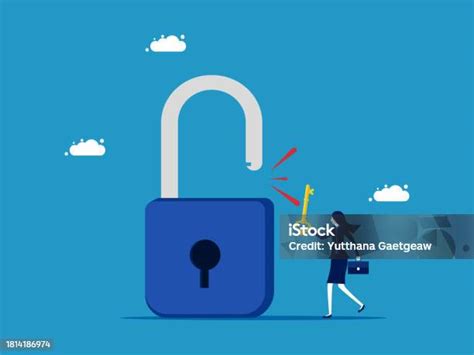 비즈니스 문제를 해결합니다 패드를 잠금 해제하기 위해 열쇠를 쥐고 있는 사업가 비즈니스에 대한 스톡 벡터 아트 및 기타 이미지 비즈니스 자물쇠 열기 경영자 Istock