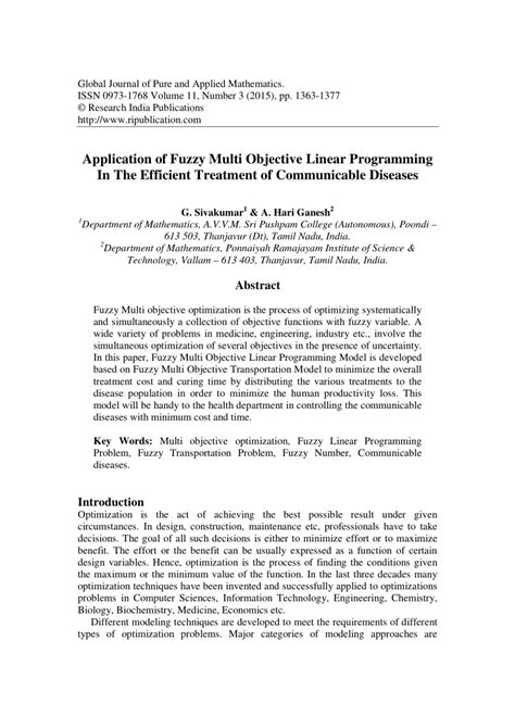pdf application of fuzzy multi objective linear programming in the