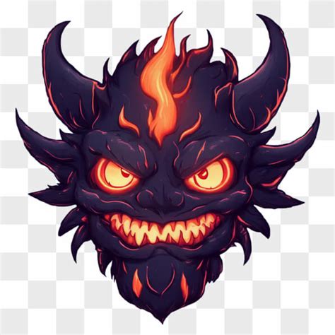 Download Stylized Demonic Face With Flames Cartoons Online Creative Fabrica
