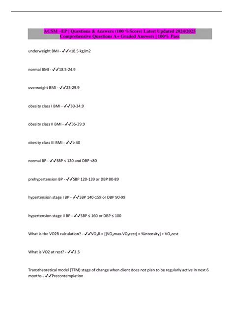 Acsm Ep Questions And Answers 100 Score Latest Updated 2024 2025 Comprehensive Questions A