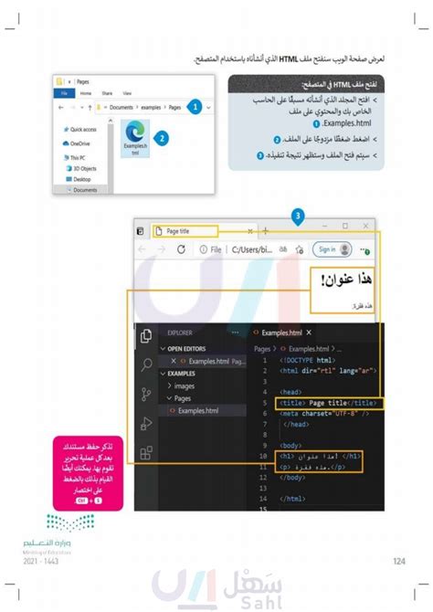 إنشاء موقع إلكتروني بلغة Html التقنية الرقمية 1 أول ثانوي المنهج السعودي
