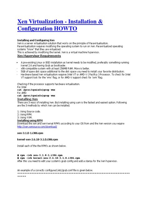 Xen Virtualization Installation And Configuration Howto Pdf