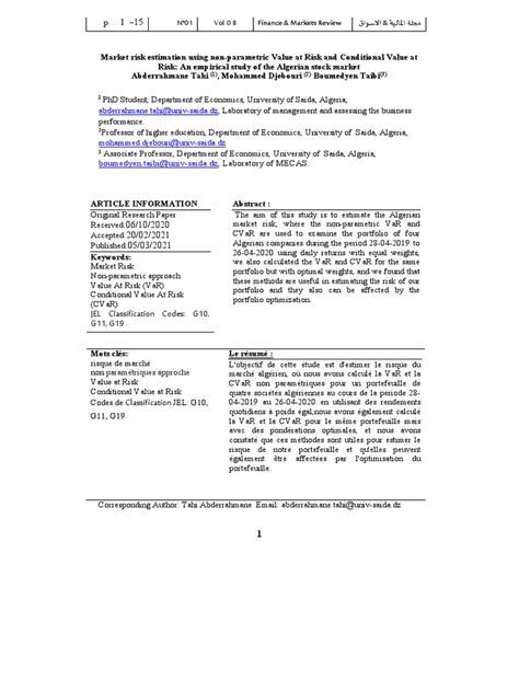market risk estimation using non parametric value at risk and