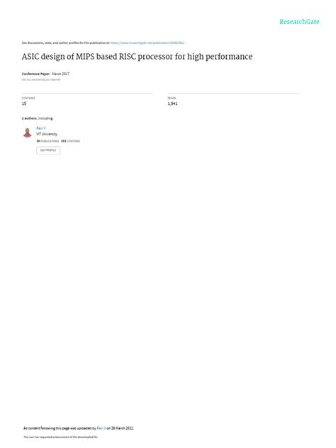 Asicdesignofmipsbasedriscprocessorforhighperformance Pdf