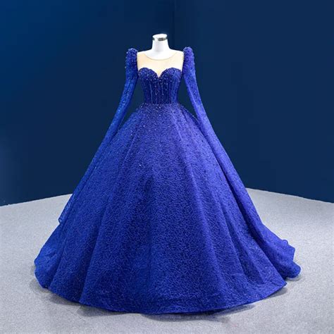 High End Vintage Retro Royal Blue Handmade Beading Sequins Prom Dresses 2022 Ball Gown Scoop