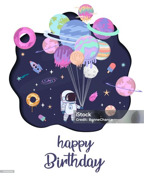 달콤한 공간 만화 포스터 환상 초콜릿 쿠키 사탕 도넛 캐 러 멜 과자 행성 및 우주 비행사와 생일에 대한 스톡 벡터 아트 및 기타 이미지 Istock