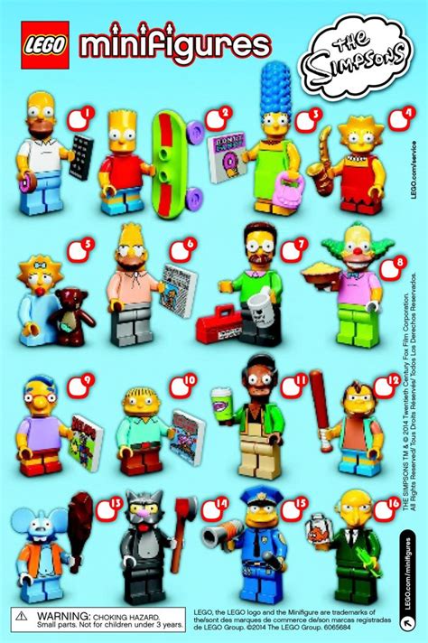 Lego Minifigures Sets The Simpsons Series 1 List Checklist Insert
