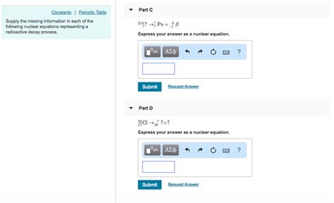 Solved Part A Constants Periodic Table Supply The Missing Chegg