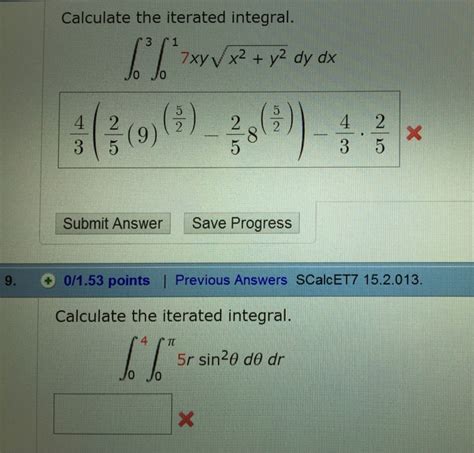 Solved Calculate The Iterated Integral 30 10 7xy X2