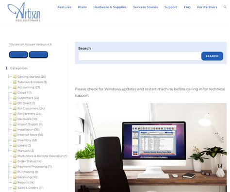 Artisan Welcome Screen Certek Software