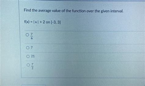 Solved Find The Average Value Of The Function Over The Given Chegg