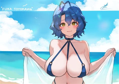C Theta Toyokawa Fuka Idolmaster Idolmaster Million Live 1girl Antenna Hair Beach