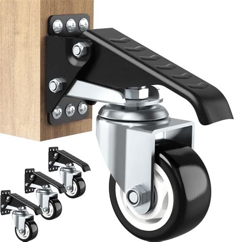 Workbench Casters Wheels 920lbs Retractable Casters Set Of 4 Heavy Duty Side Mount Caster