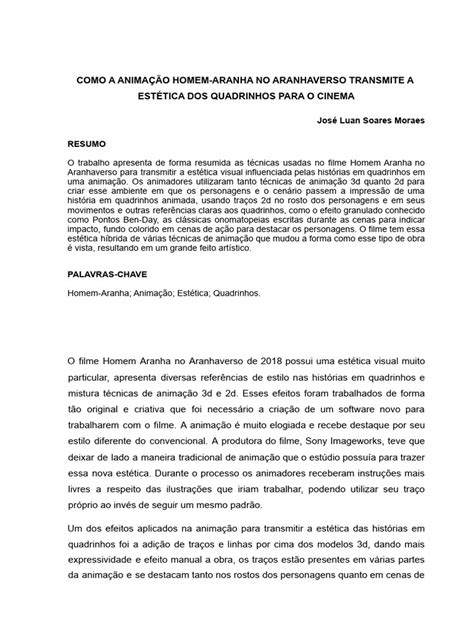 Resumo Expandido José Luan Soares Pdf Quadrinhos Animação