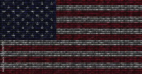usa flag superimposed on duplicate computer code that permeates each