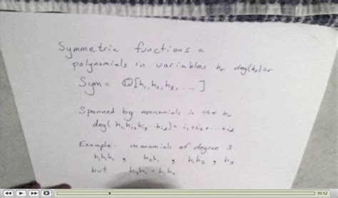 Symmetric Function Video Podcasts