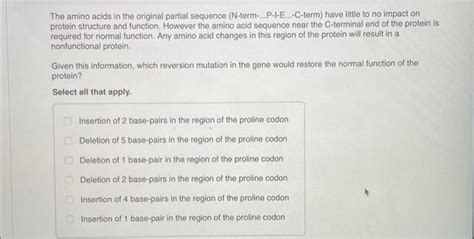 Below Is A Partial Mrna Sequence Use It To Answer
