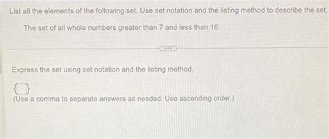 Solved List All The Elements Of The Following Set Use Set