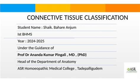 Connective Tissue Classification By Shaik Bahare Anjum Pptx