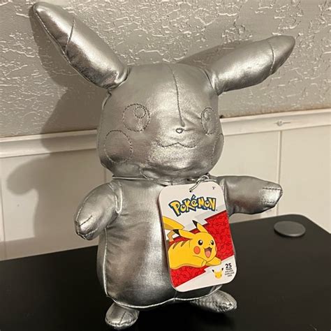 Pokemon Toys New Silver Pikachu Plush Pokemon 25th Anniversary