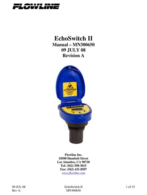 Flowline Echoswitch Ii Lu77 Series Controller Manual Manualslib
