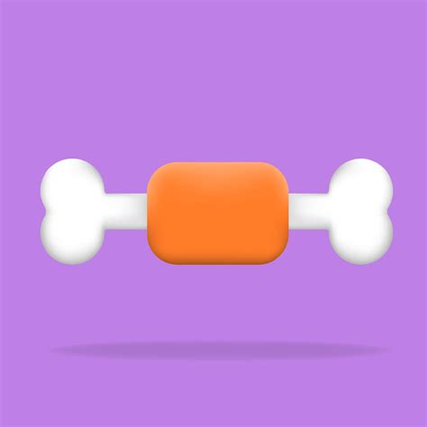 3d Icon Illustration Bone With An Orange Chew Toy Center On A Purple