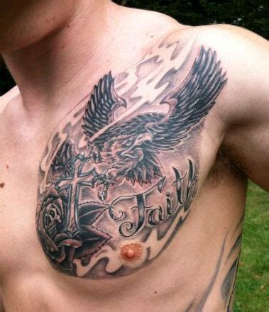 Tattoo Chestpiece Eagle Cross Rose Chest Tattoo Men Tattoos For