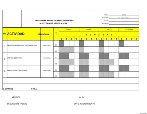 Programa Anual De Mantenimiento Hvac Pdf