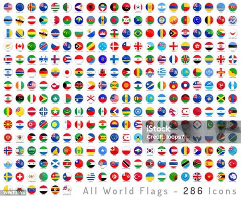 모든 세계 국기 전체 컬렉션 286 아이콘 기에 대한 스톡 사진 및 기타 이미지 기 원형 국기 Istock