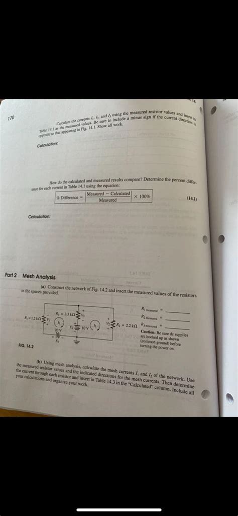 Solved Calculate The Currents And Using The Measured Chegg