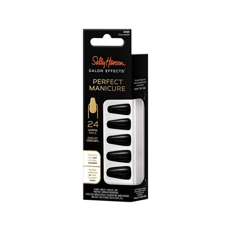 Sally Hansen Press On Nails Onyx Pected Coffin Shape 24ct