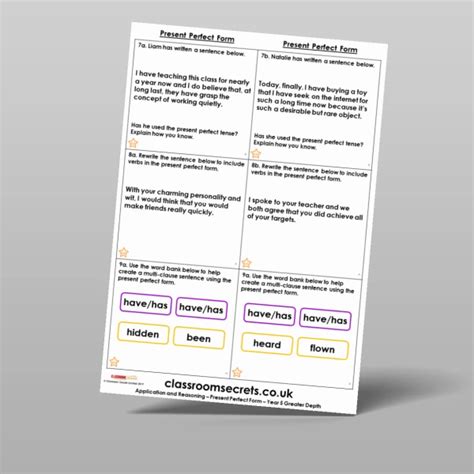 Year 5 Present Perfect Form Application And Reasoning Resource Classroom Secrets